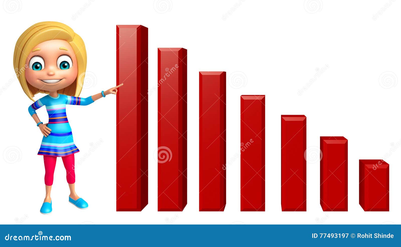 Kid girl with Graph stock illustration. Illustration of read - 77493197