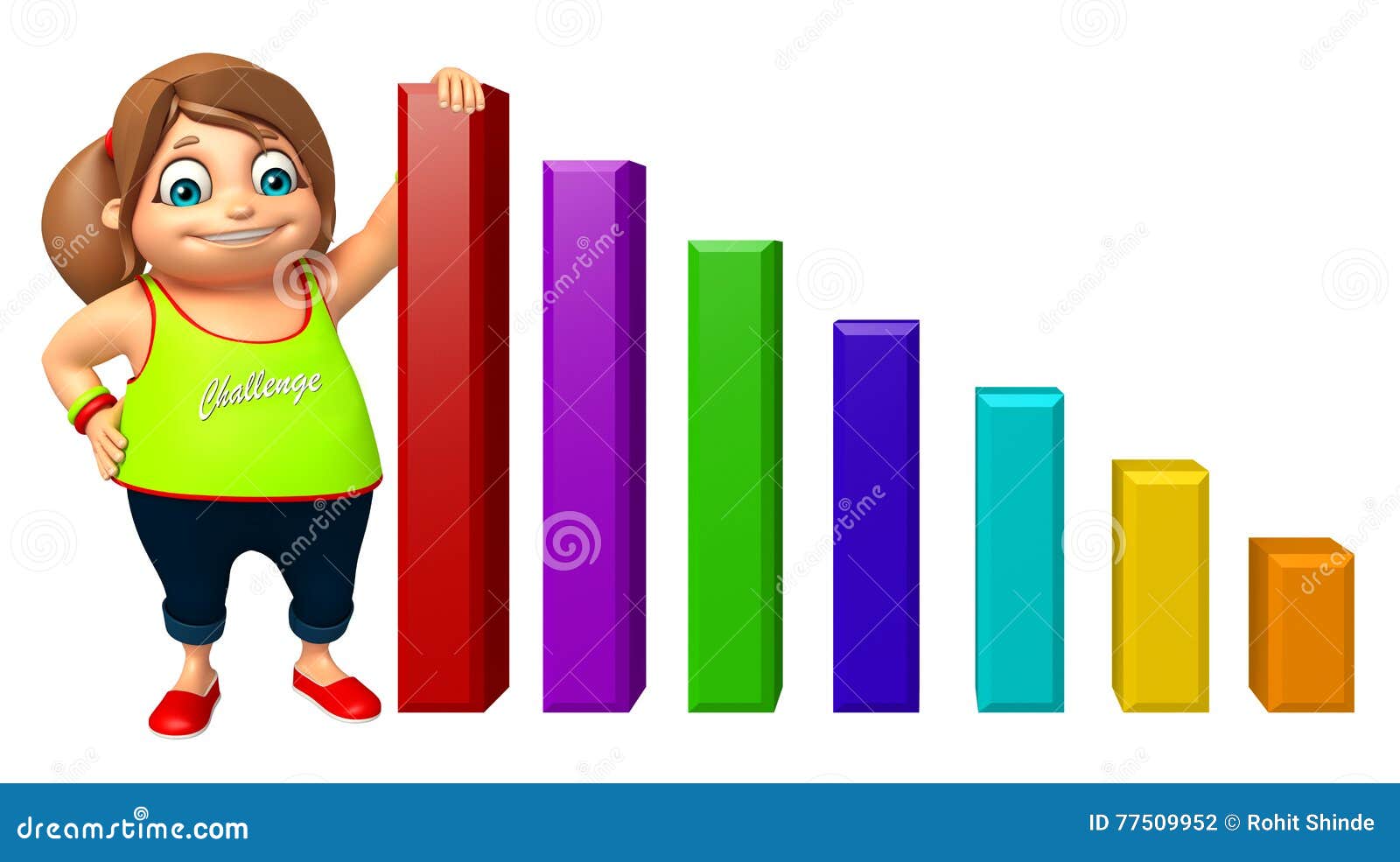 Kid girl with graph stock illustration. Illustration of education ...