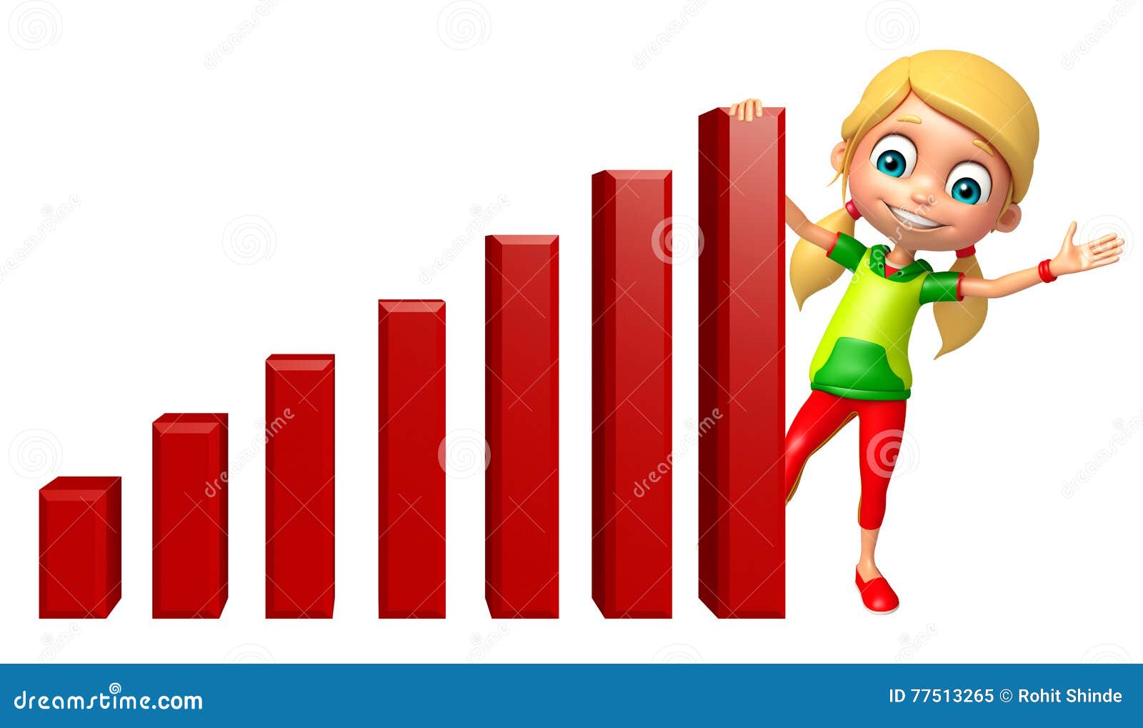 Kid girl with Graph stock illustration. Illustration of activity - 77513265