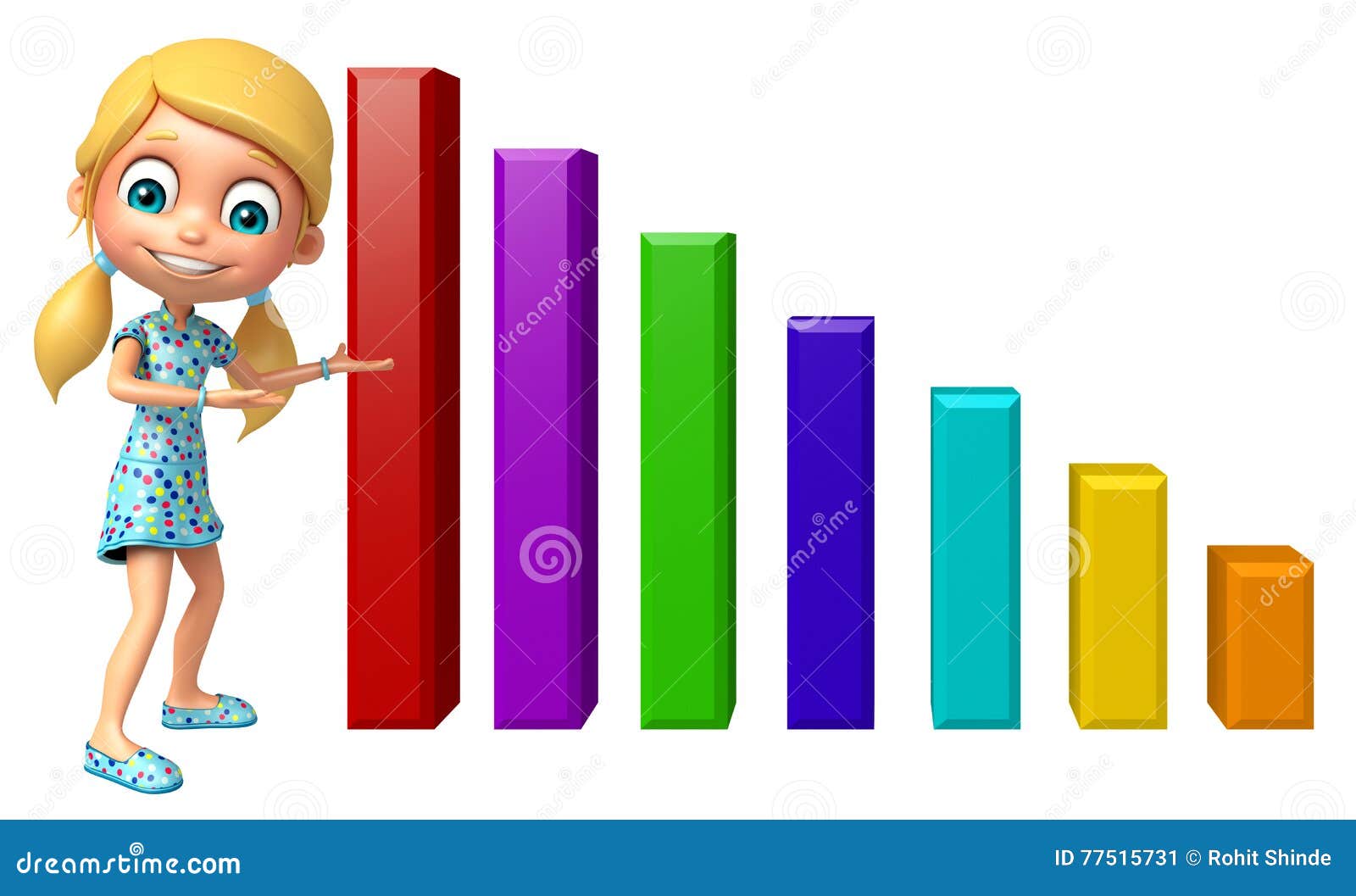 Kid girl with Graph stock illustration. Illustration of study - 77515731