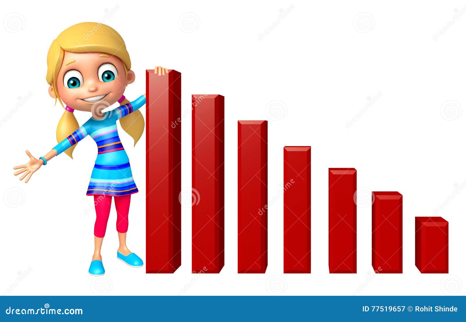 Kid girl with Graph stock illustration. Illustration of isolated - 77519657
