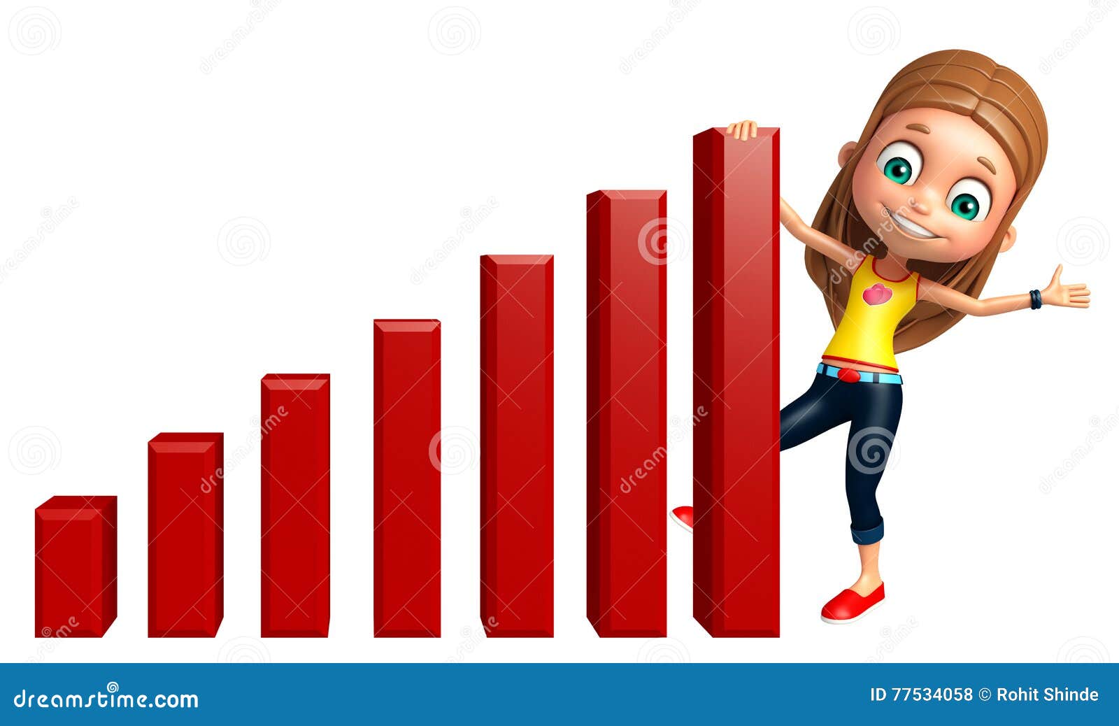 Kid girl with Graph stock illustration. Illustration of happy - 77534058