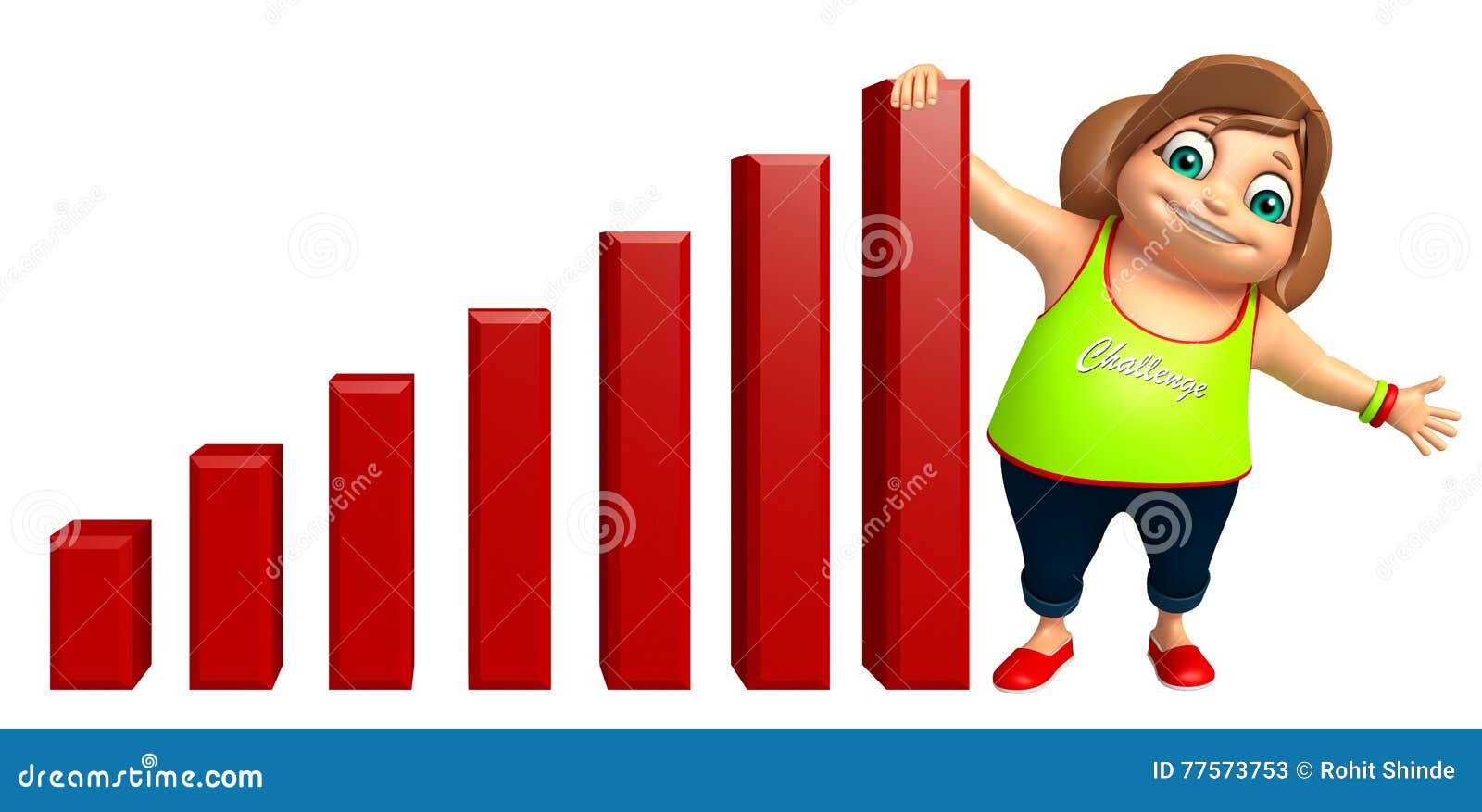 Kid girl with graph stock illustration. Illustration of happiness ...