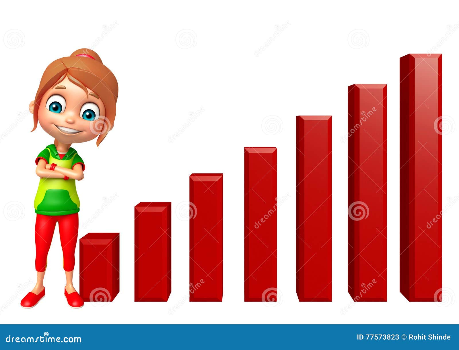 Kid girl with Graph stock illustration. Illustration of preschooler ...