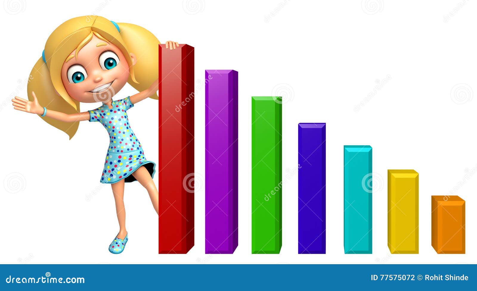 Kid girl with Graph stock illustration. Illustration of grade - 77575072