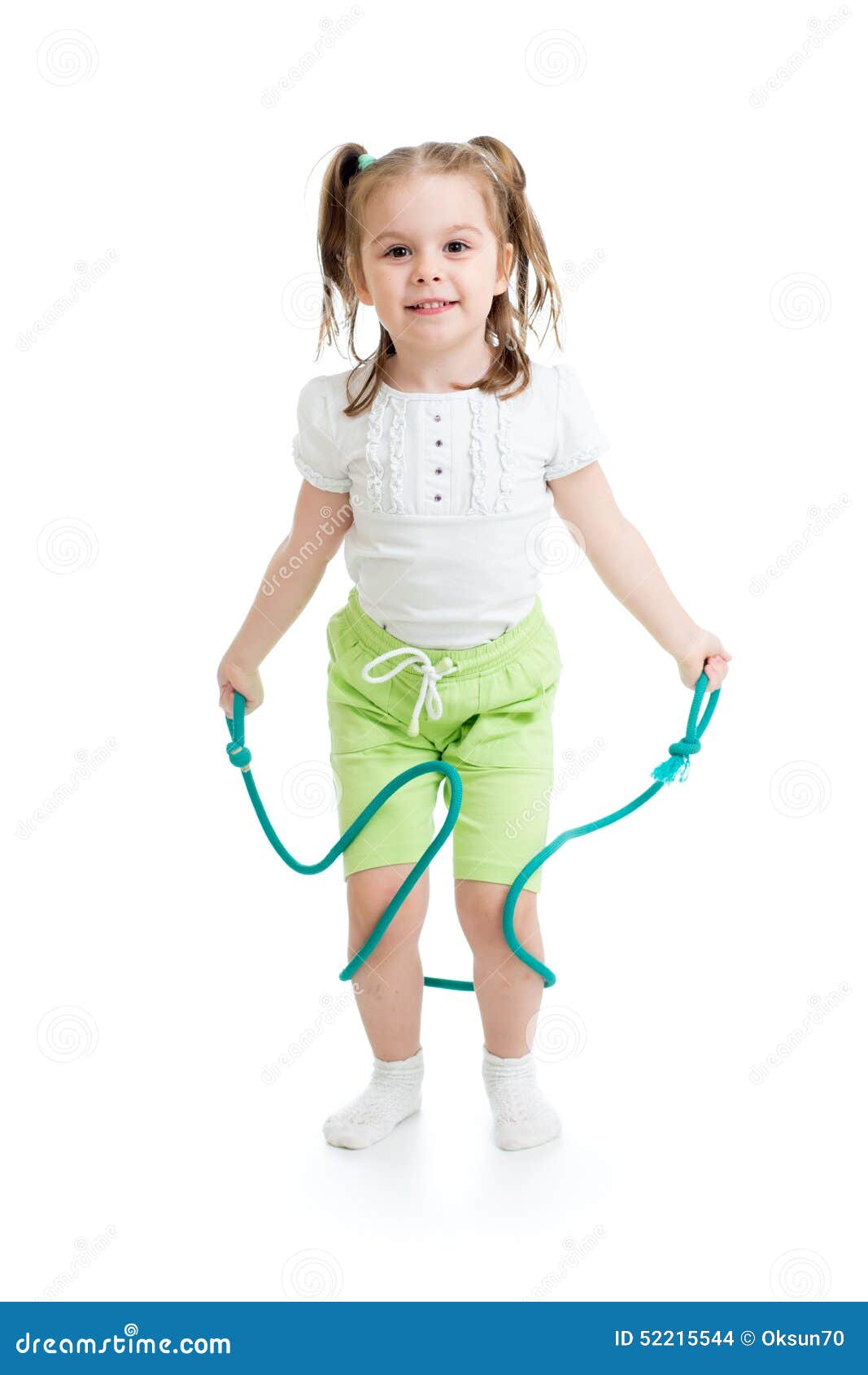 Kid Girl Jumping with Rope Isolated Stock Photo - Image of action ...