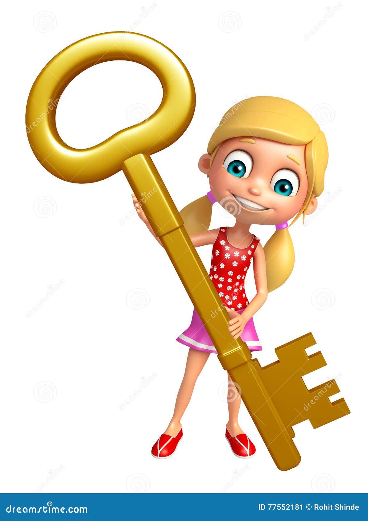 Kid girl with Key stock illustration. Illustration of student - 77552181