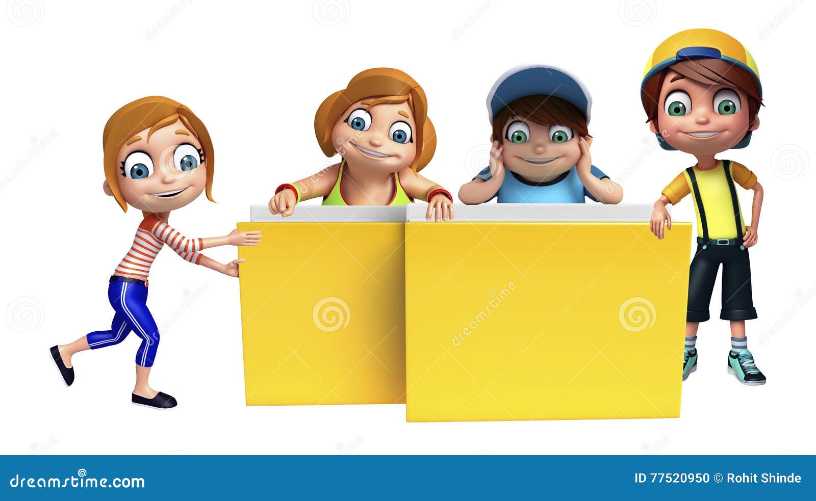 Kid Girl and Kid Boy with Folder Stock Illustration - Illustration of ...