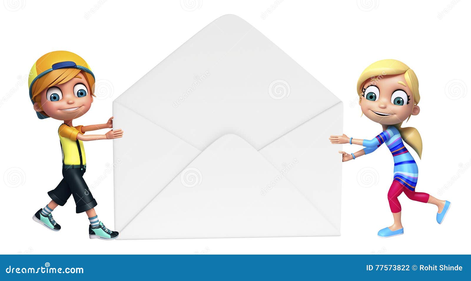 Kid Girl and Kid Boy with Mail Stock Illustration - Illustration of ...