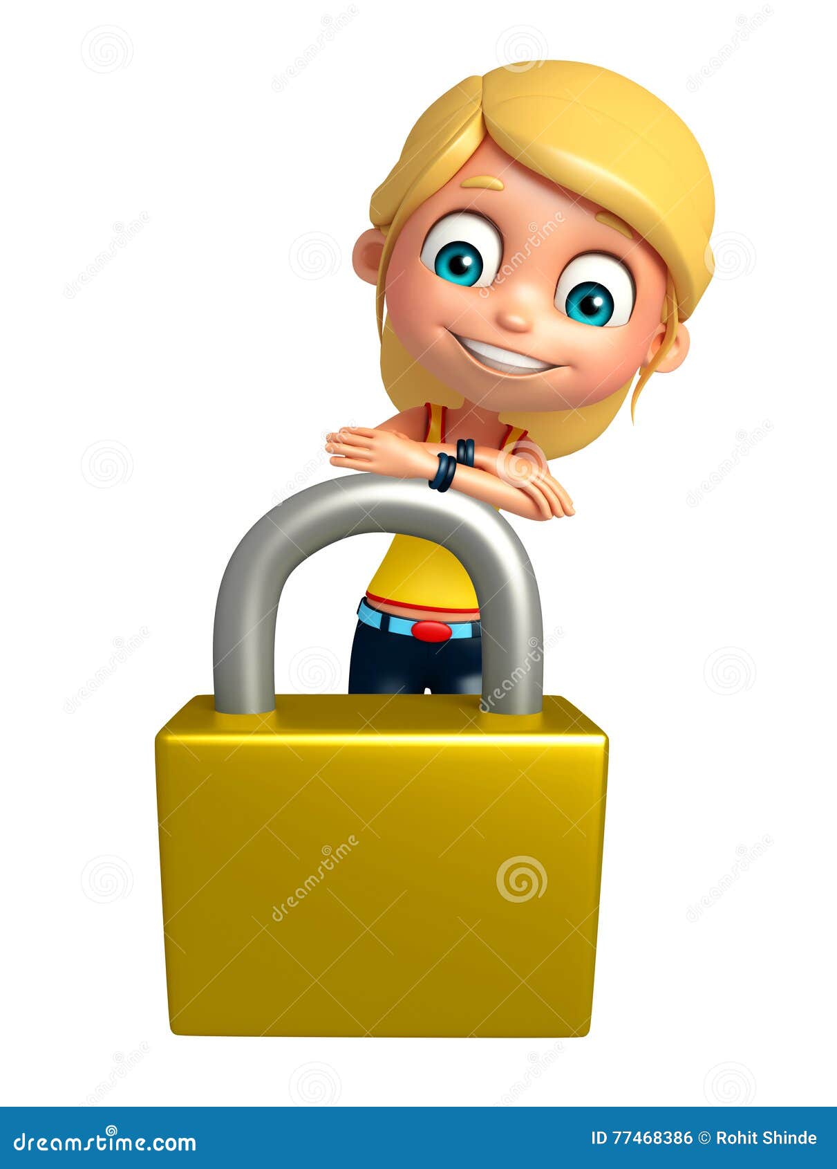 Kid girl with Lock stock illustration. Illustration of student - 77468386