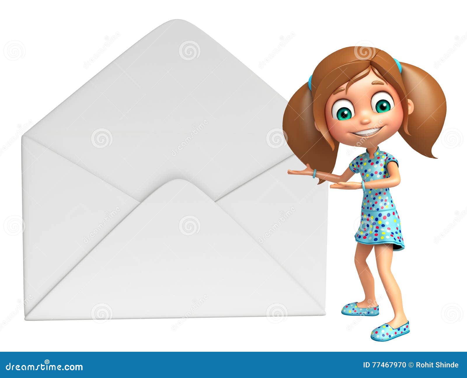 Kid girl with Mail stock illustration. Illustration of school - 77467970