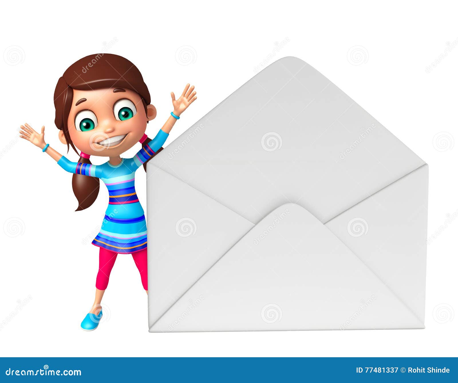 Kid girl with Mail stock illustration. Illustration of preschooler ...
