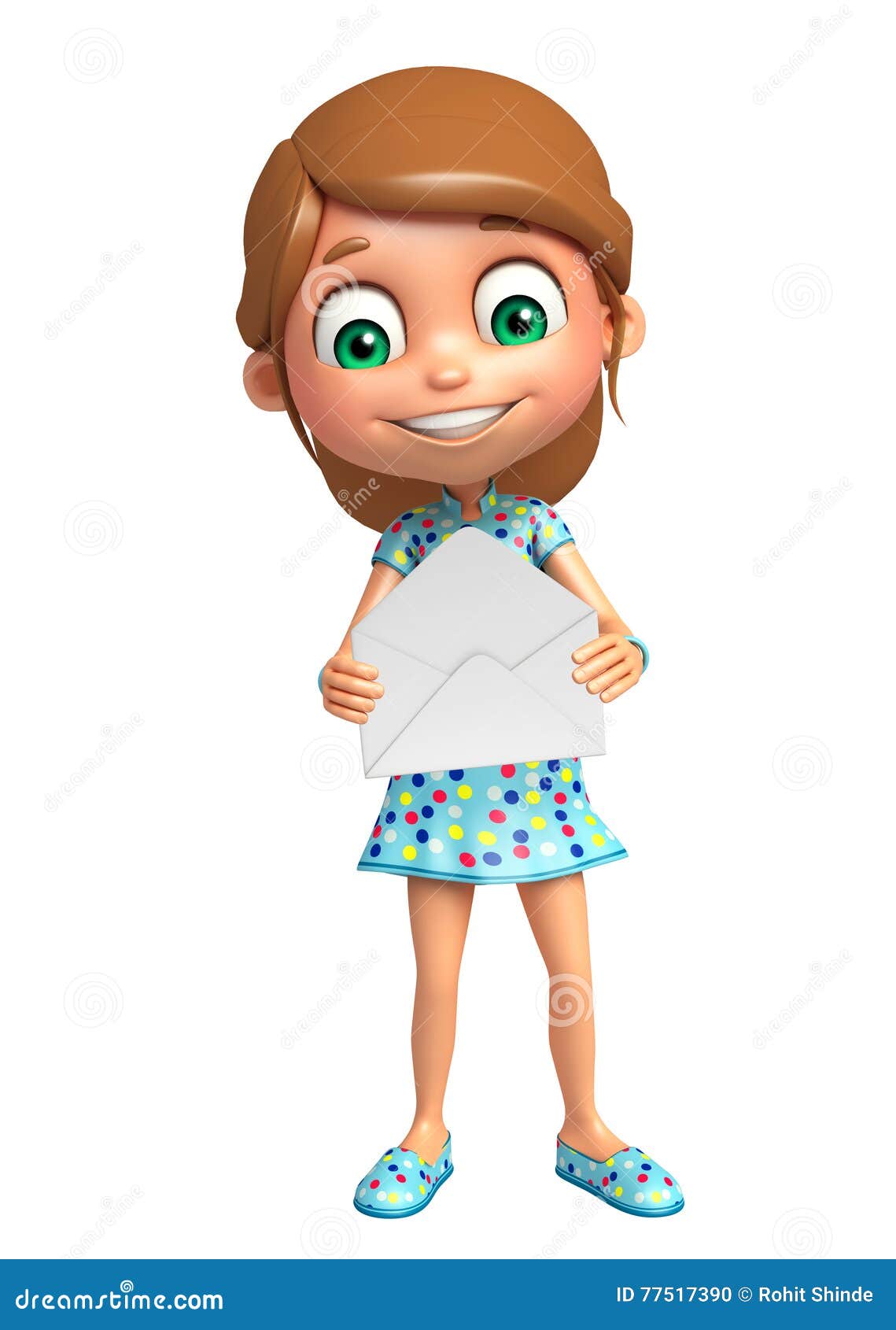 Kid girl with Mail stock illustration. Illustration of girl - 77517390