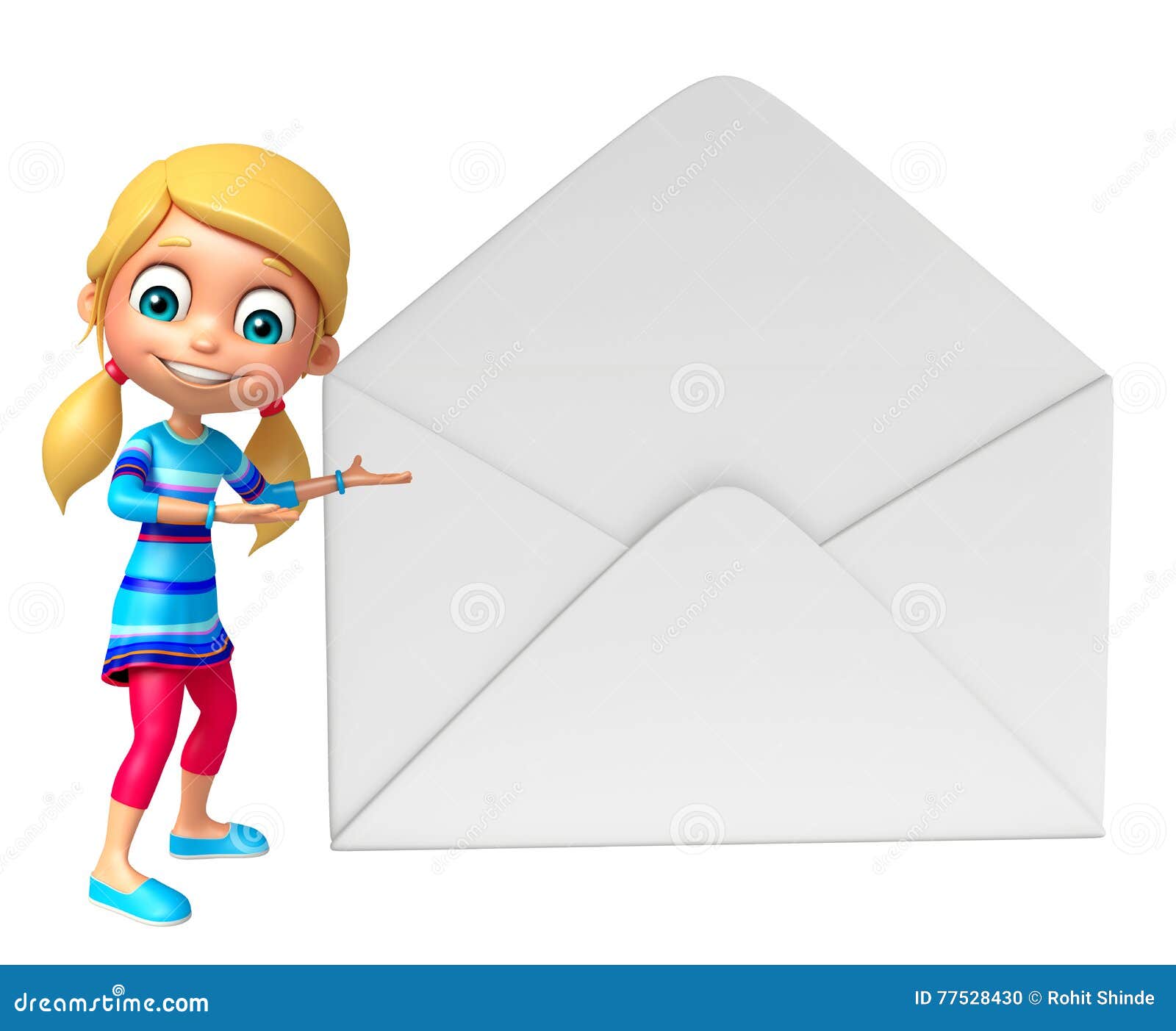 Kid girl with Mail stock illustration. Illustration of happiness - 77528430