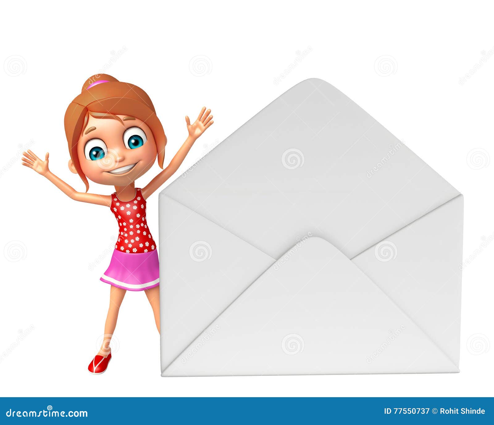 Kid girl with Mail stock illustration. Illustration of class - 77550737