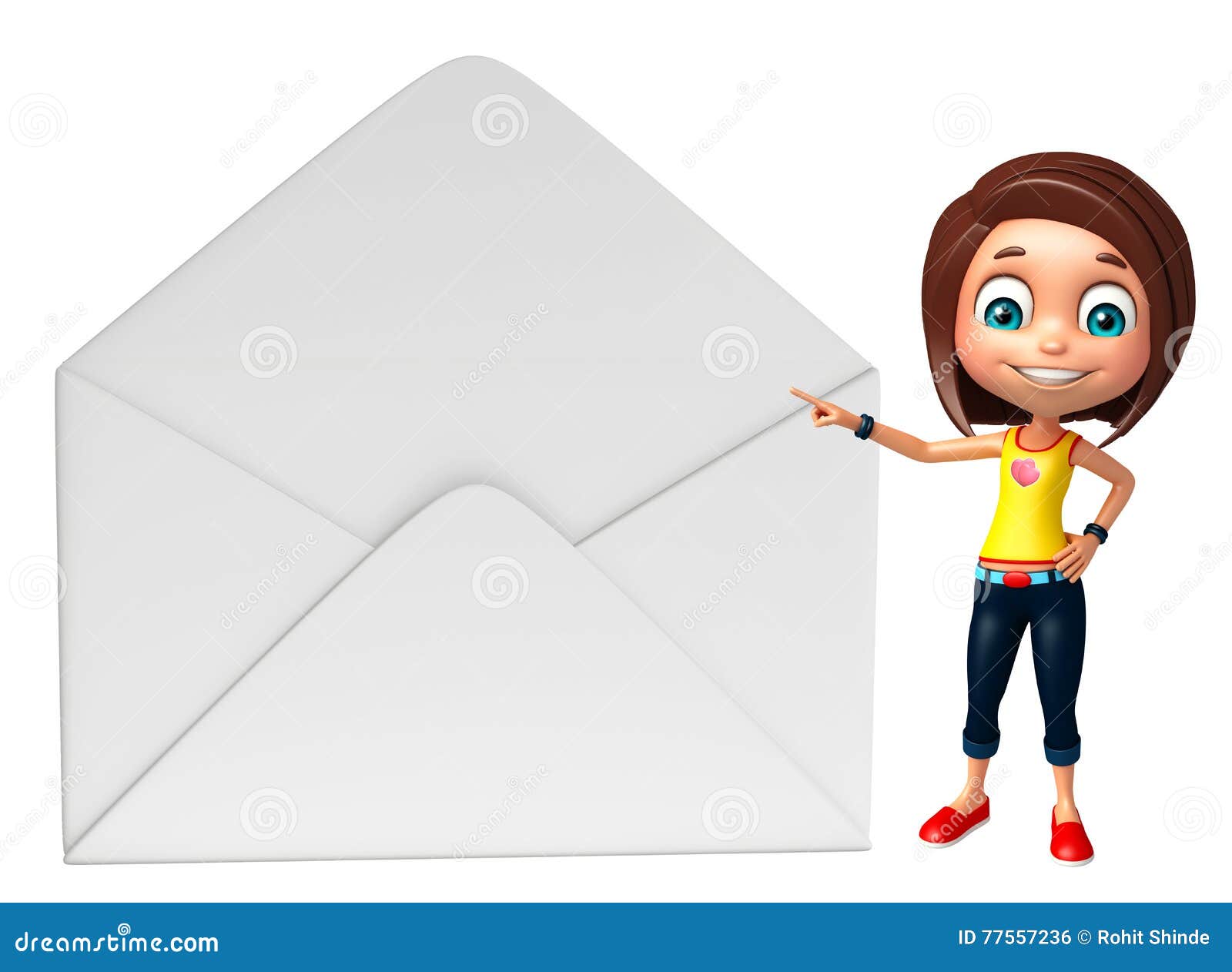 Kid girl with Mail stock illustration. Illustration of mail - 77557236