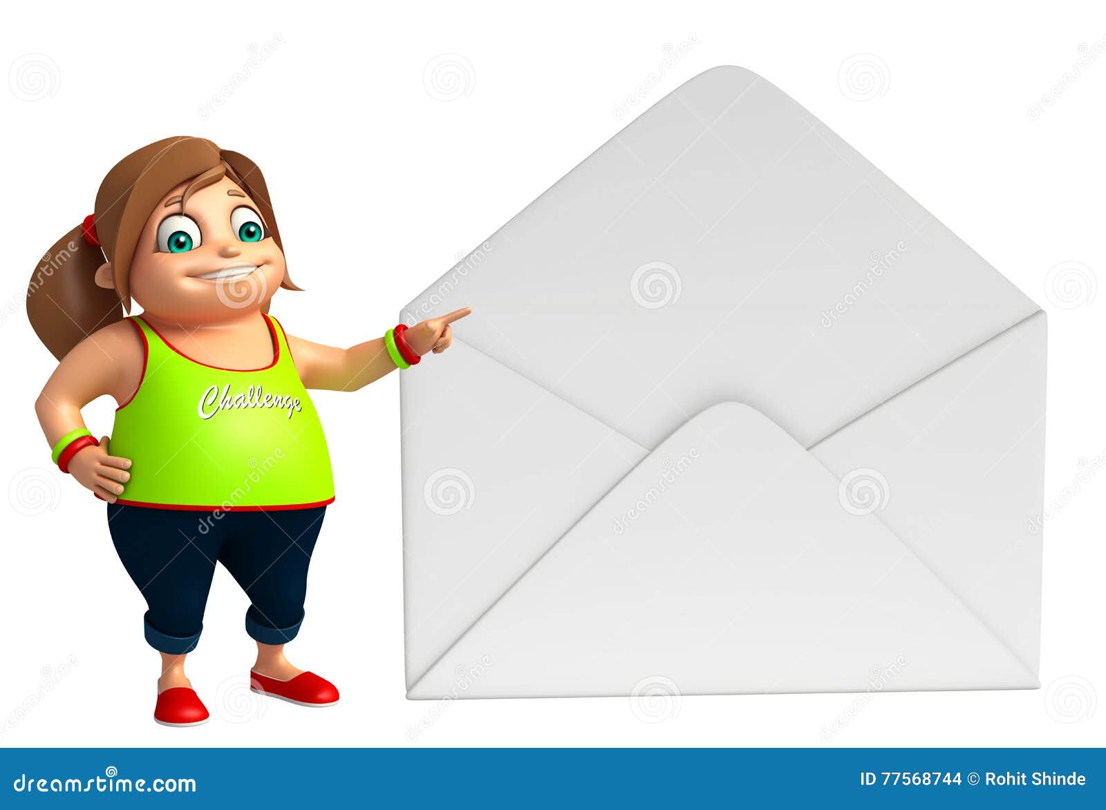 Kid girl with Mail stock illustration. Illustration of school - 77568744