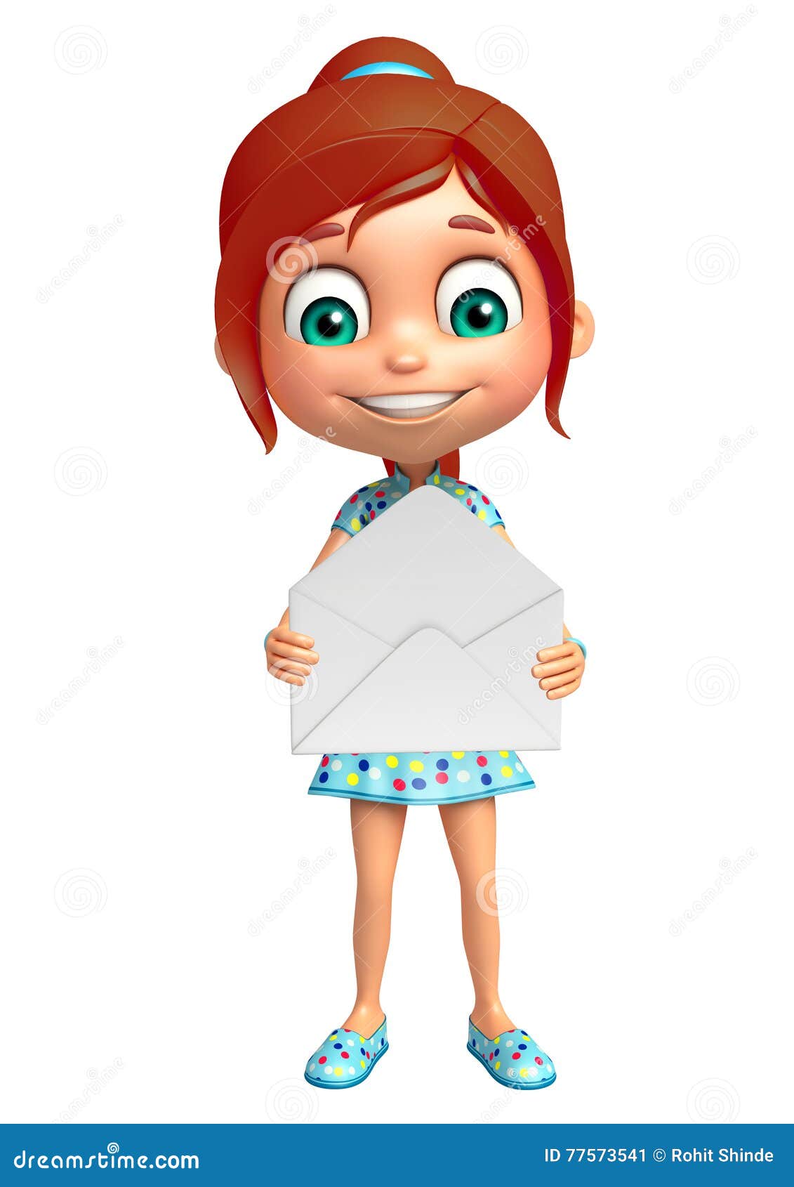 Kid girl with Mail stock illustration. Illustration of education - 77573541