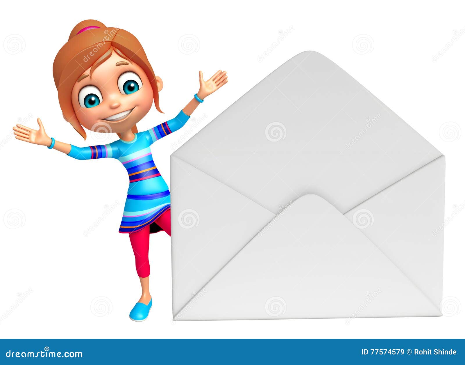 Kid girl with Mail stock illustration. Illustration of preschooler ...