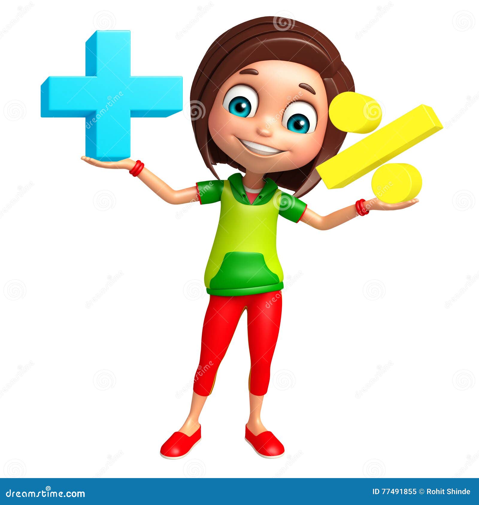 Kid girl with Math sign stock illustration. Illustration of preschooler ...