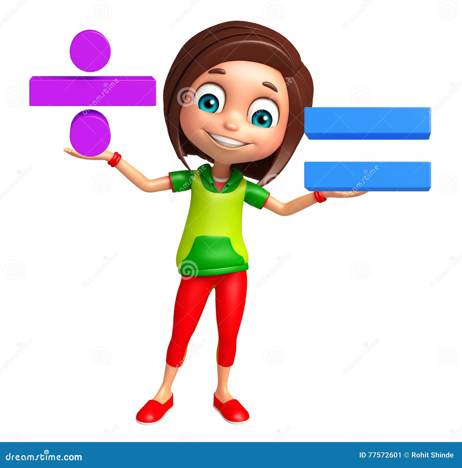 Kid girl with Math sign stock illustration. Illustration of math - 77572601