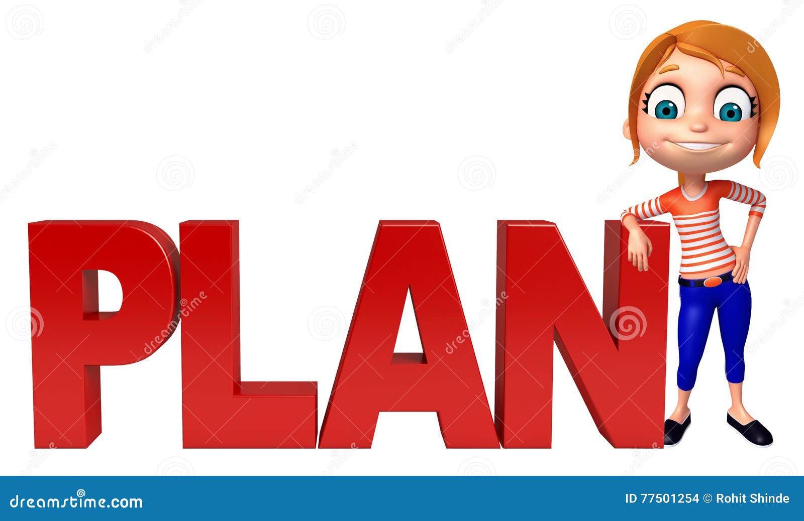 Kid girl with Plan sign stock illustration. Illustration of sign - 77501254