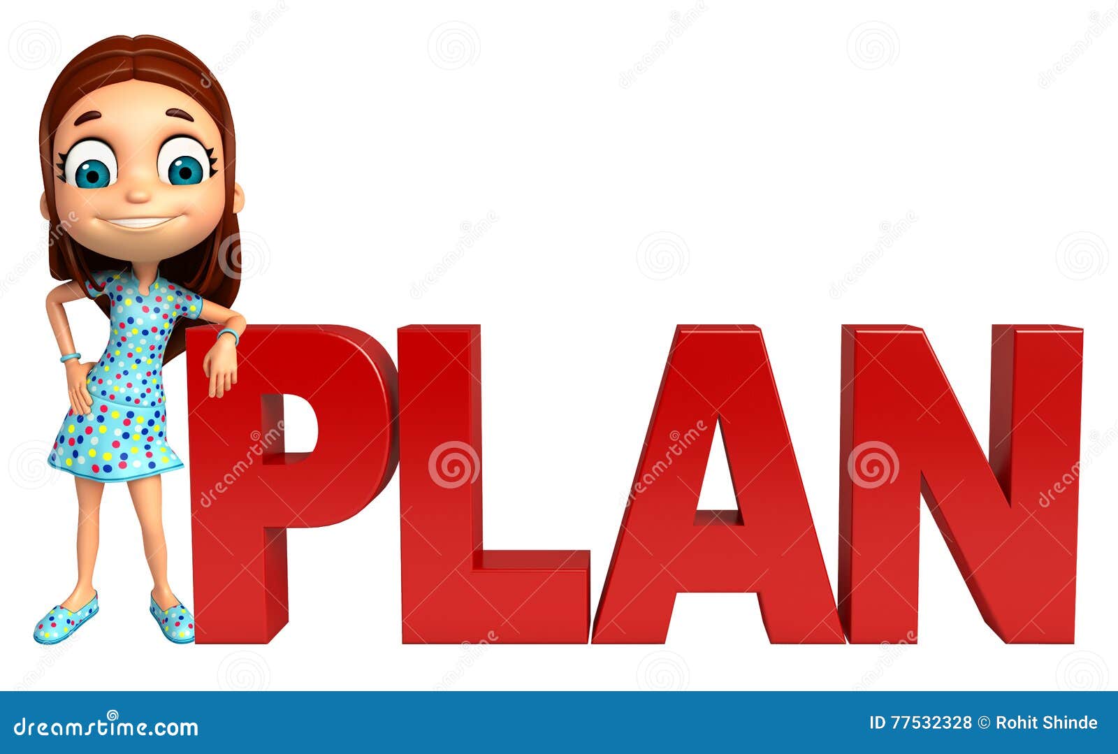 Kid girl with Plan sign stock illustration. Illustration of happy ...