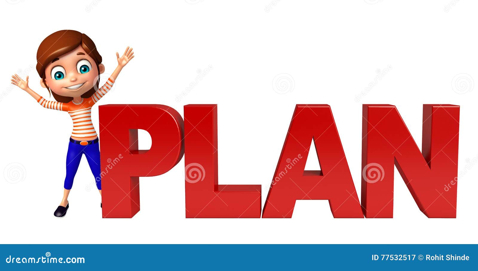 Kid girl with Plan sign stock illustration. Illustration of cute - 77532517