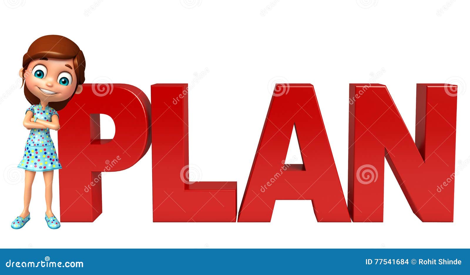 Kid girl with Plan sign stock illustration. Illustration of preschooler ...