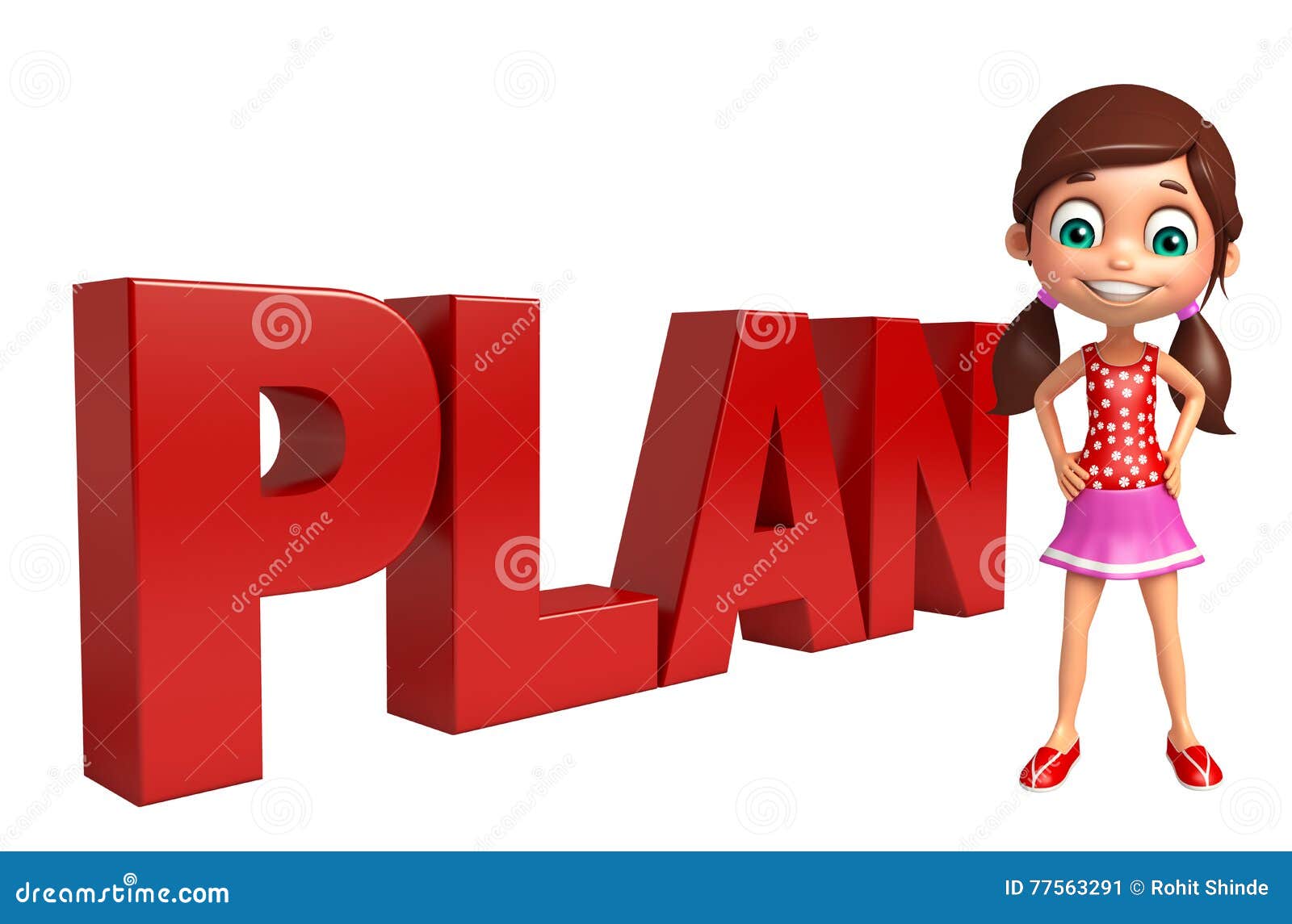 Kid girl with Plan sign stock illustration. Illustration of sign - 77563291