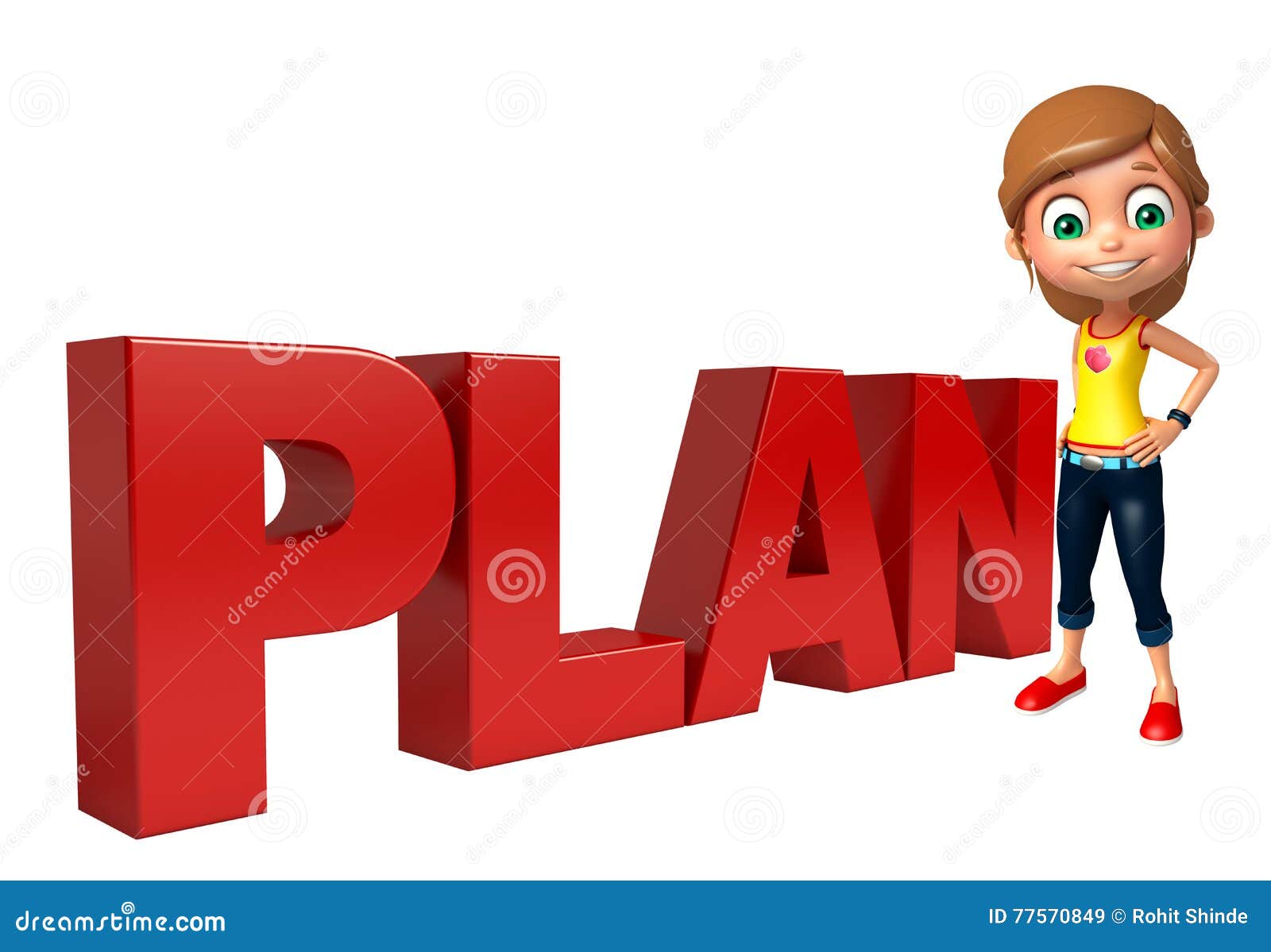 Kid girl with Plan sign stock illustration. Illustration of read - 77570849