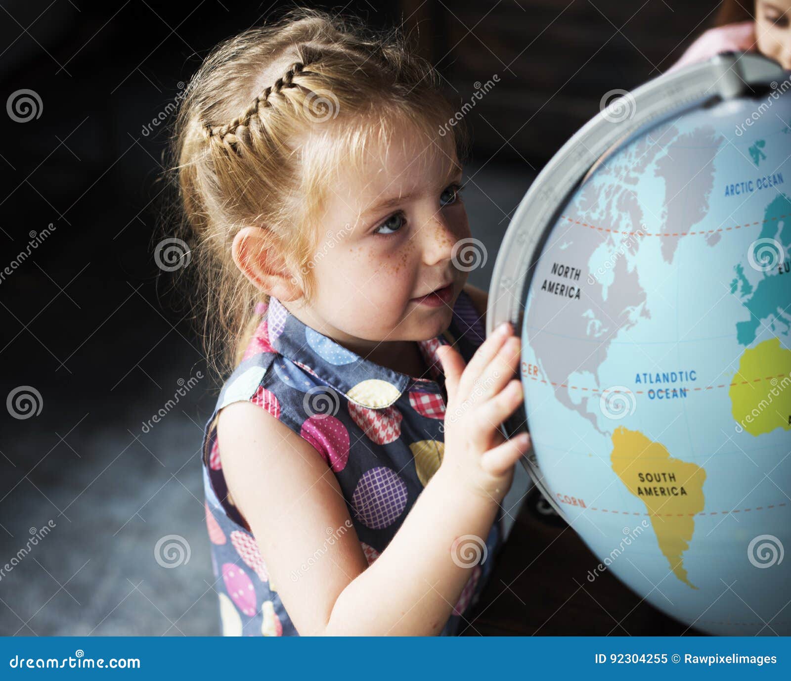 Kid Girl Playing World Prop Concept Stock Image - Image of ocean ...