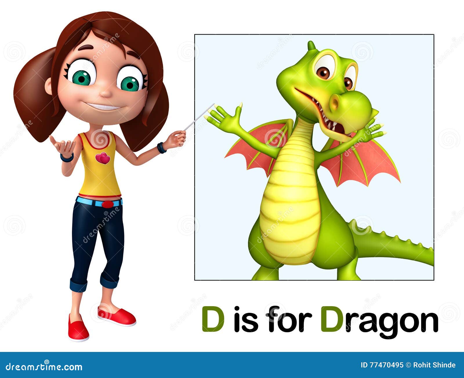 Dragon Pointing At Tower Vector Illustration | CartoonDealer.com #53844900