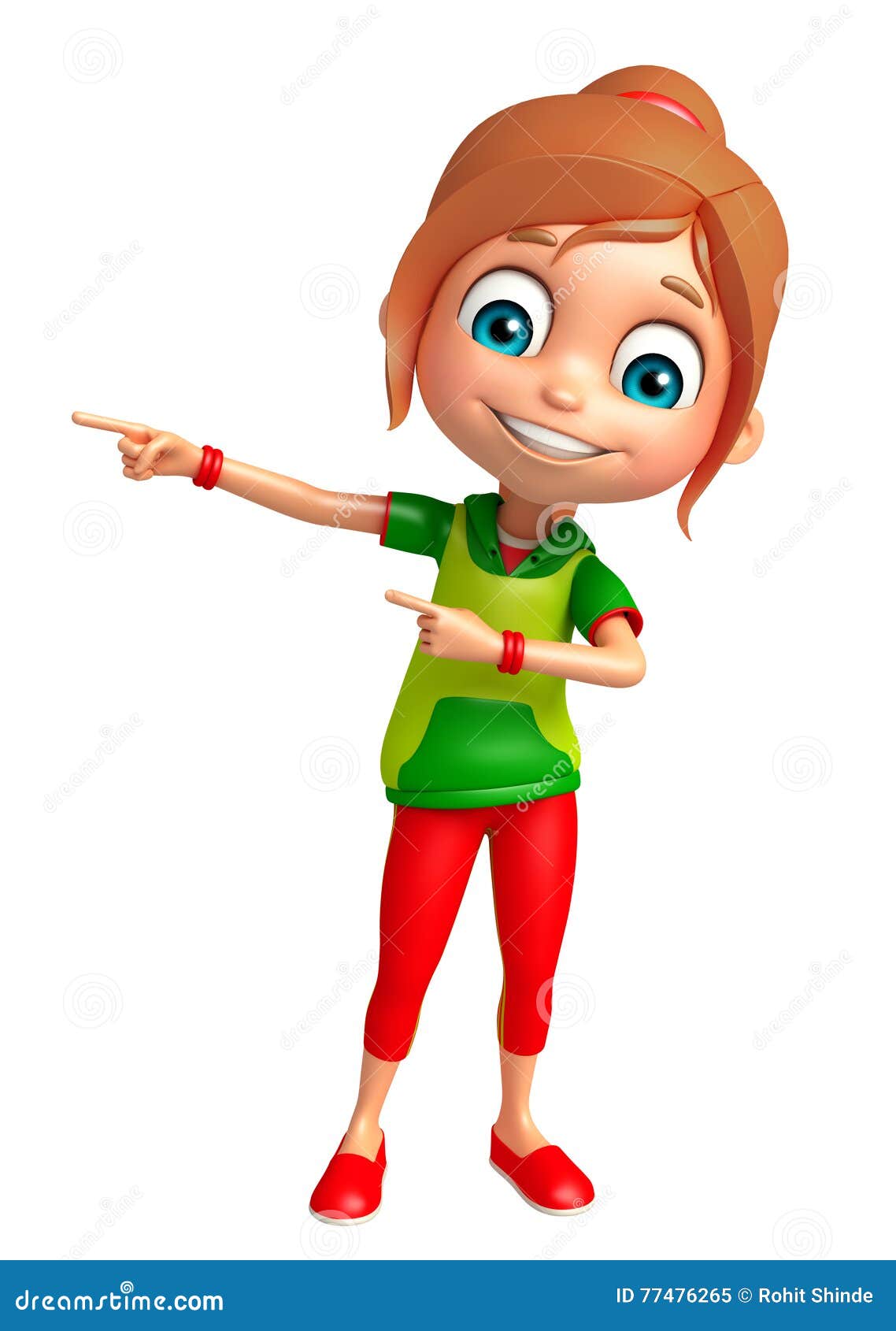 Kid Girl with Pointing Pose Stock Illustration - Illustration of ...