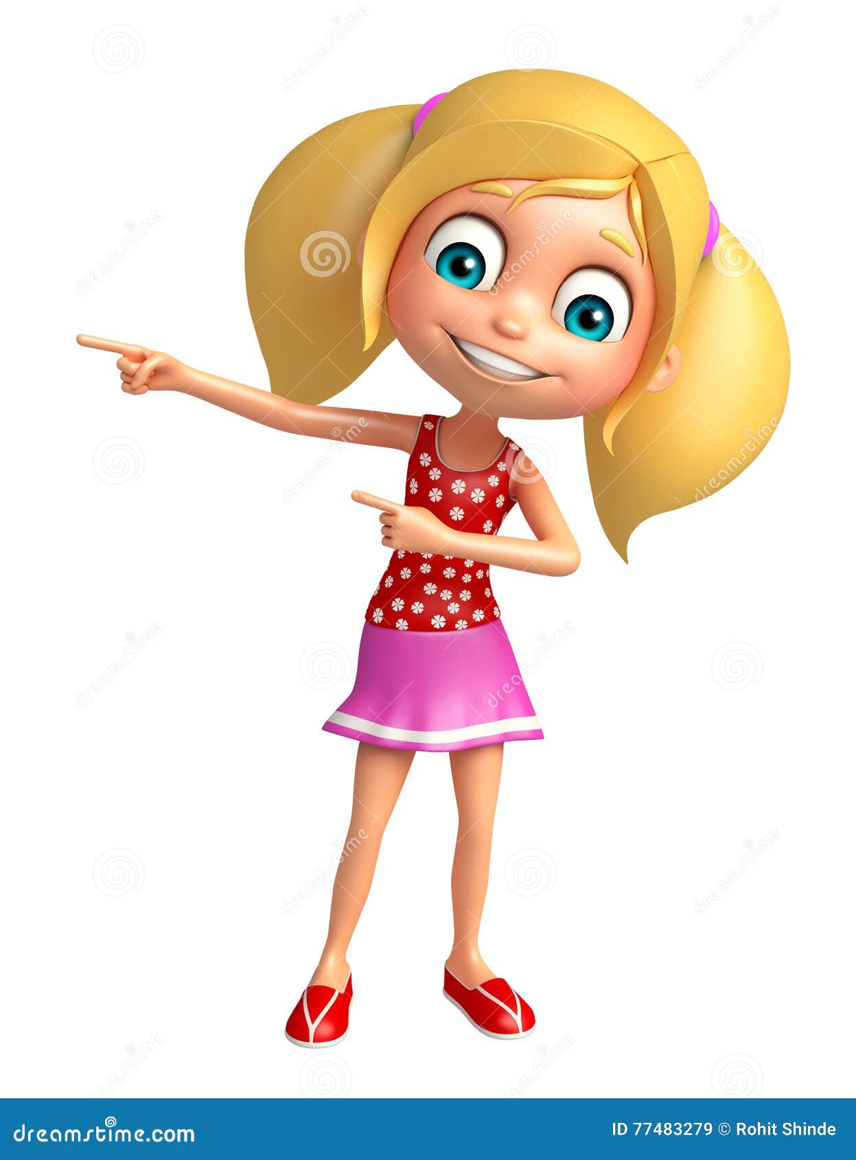 Kid Girl with Pointing Pose Stock Illustration - Illustration of cute ...