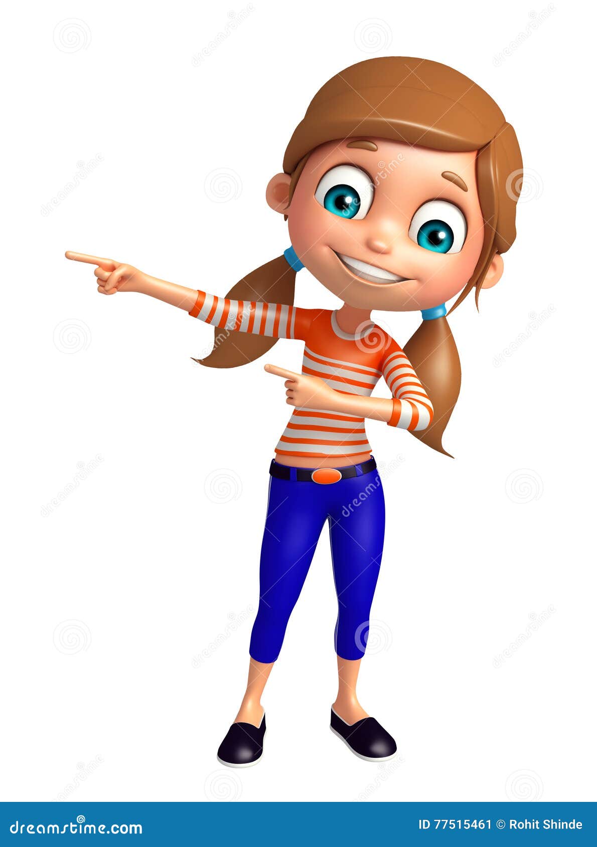 Kid Girl with Pointing Pose Stock Illustration - Illustration of read ...