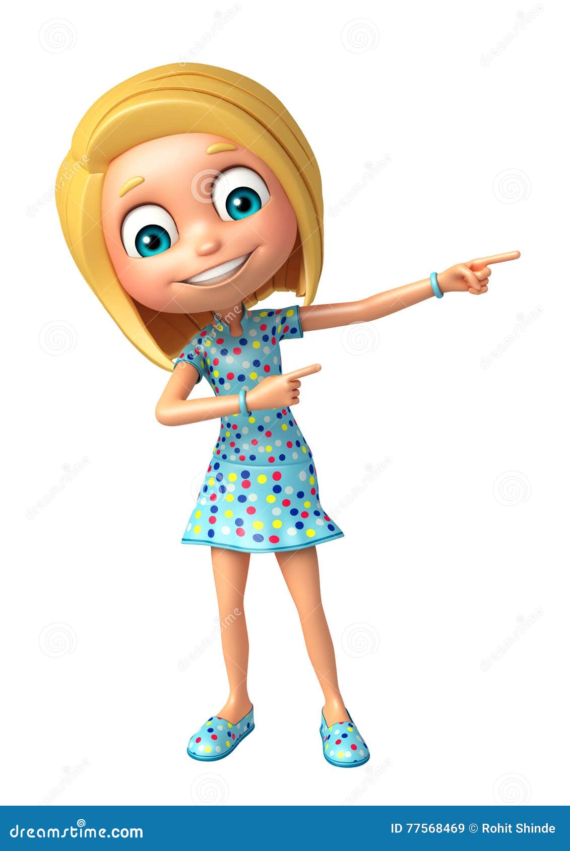 Girl Pointing At Something. Avatar, Vector. | CartoonDealer.com #87423644