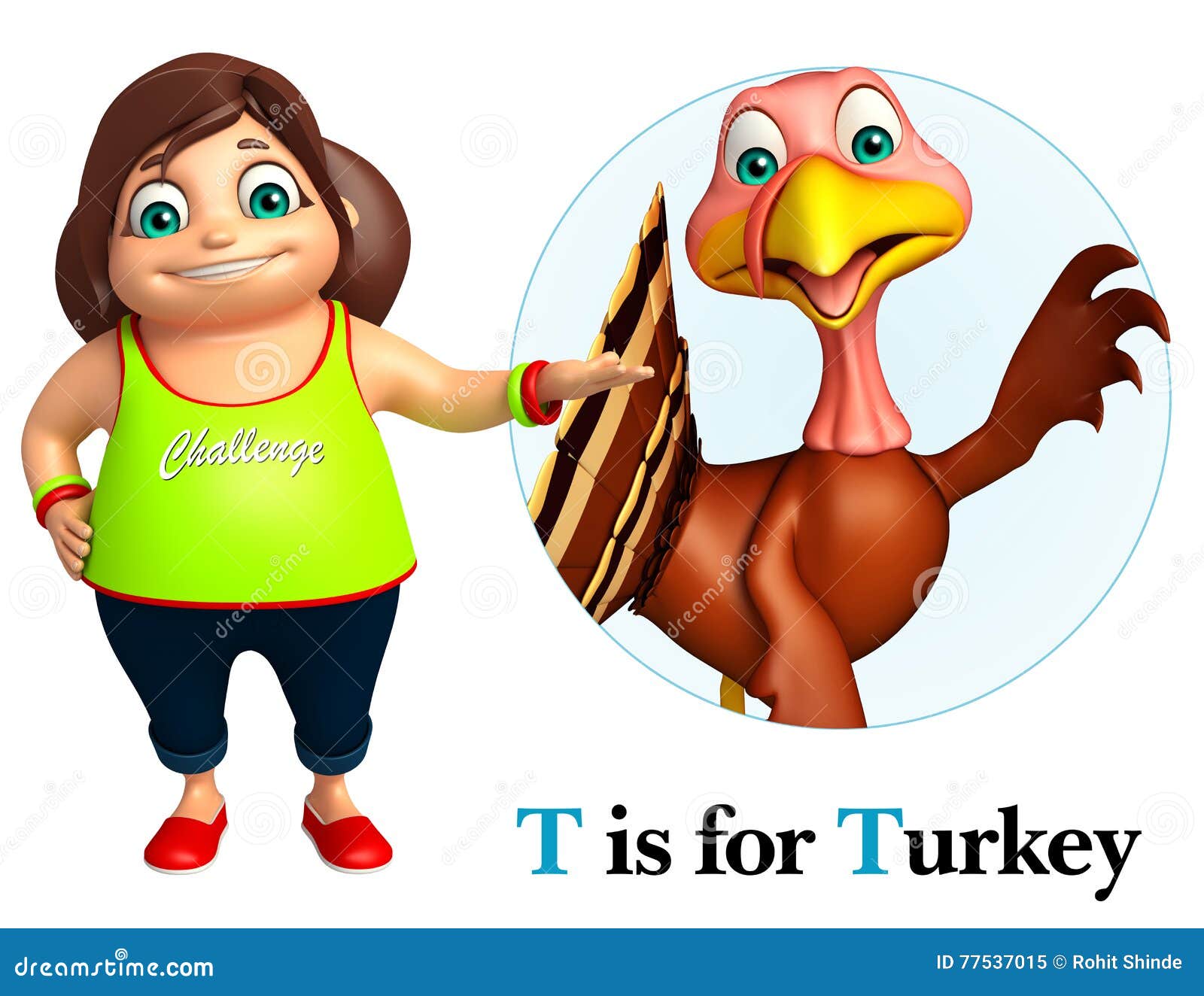 Kid girl pointing Turkey stock illustration. Illustration of read ...