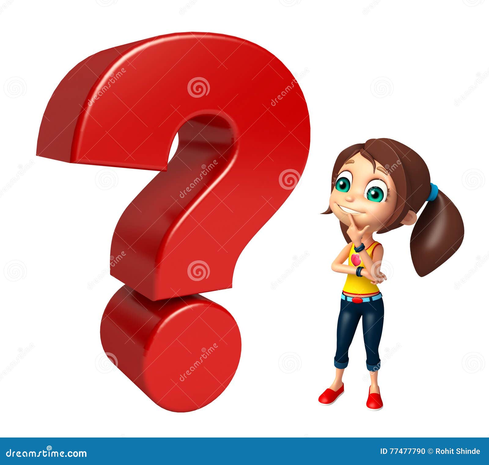 Kid Girl with Question Mark Sign Stock Illustration - Illustration of ...