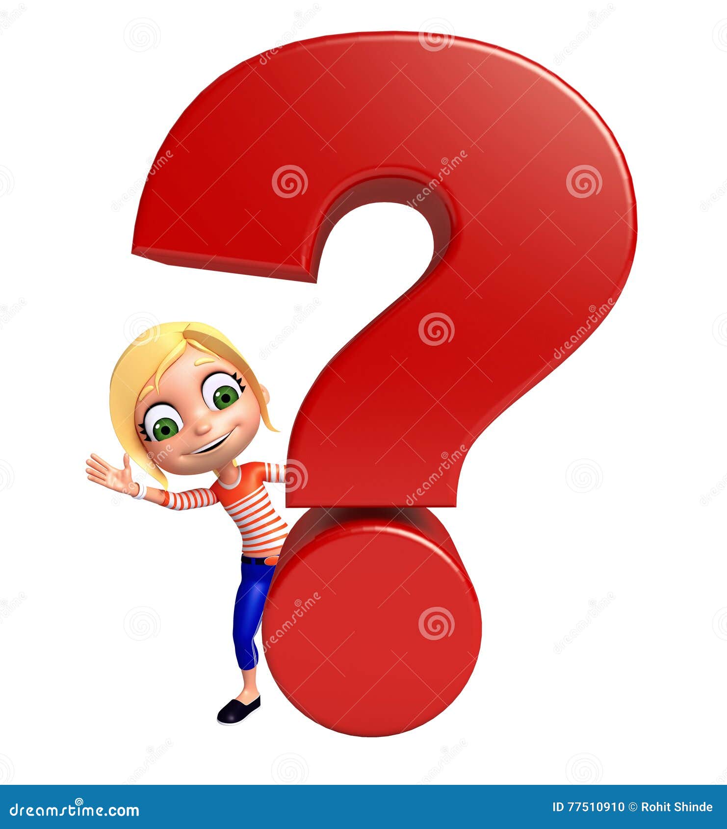 Kid Girl with Question Mark Sign Stock Illustration - Illustration of ...