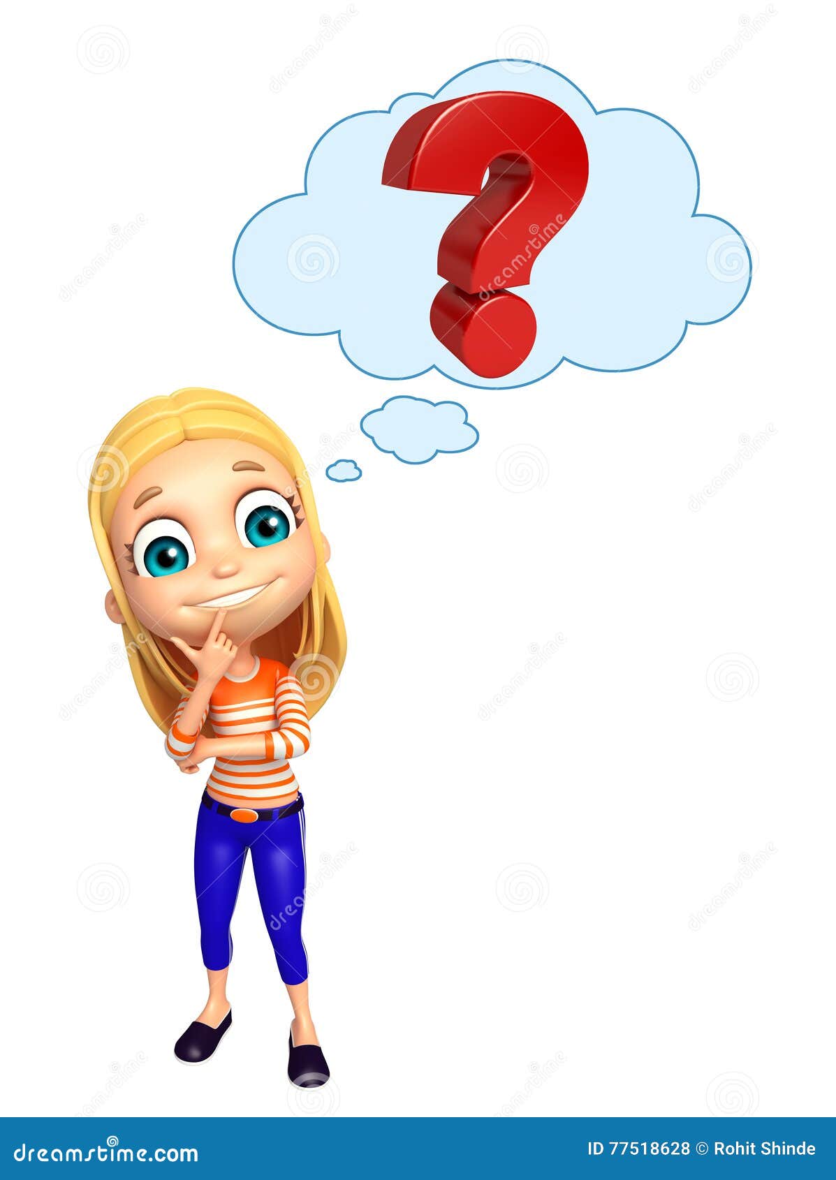 Kid Girl with Question Mark Sign Stock Illustration - Illustration of ...