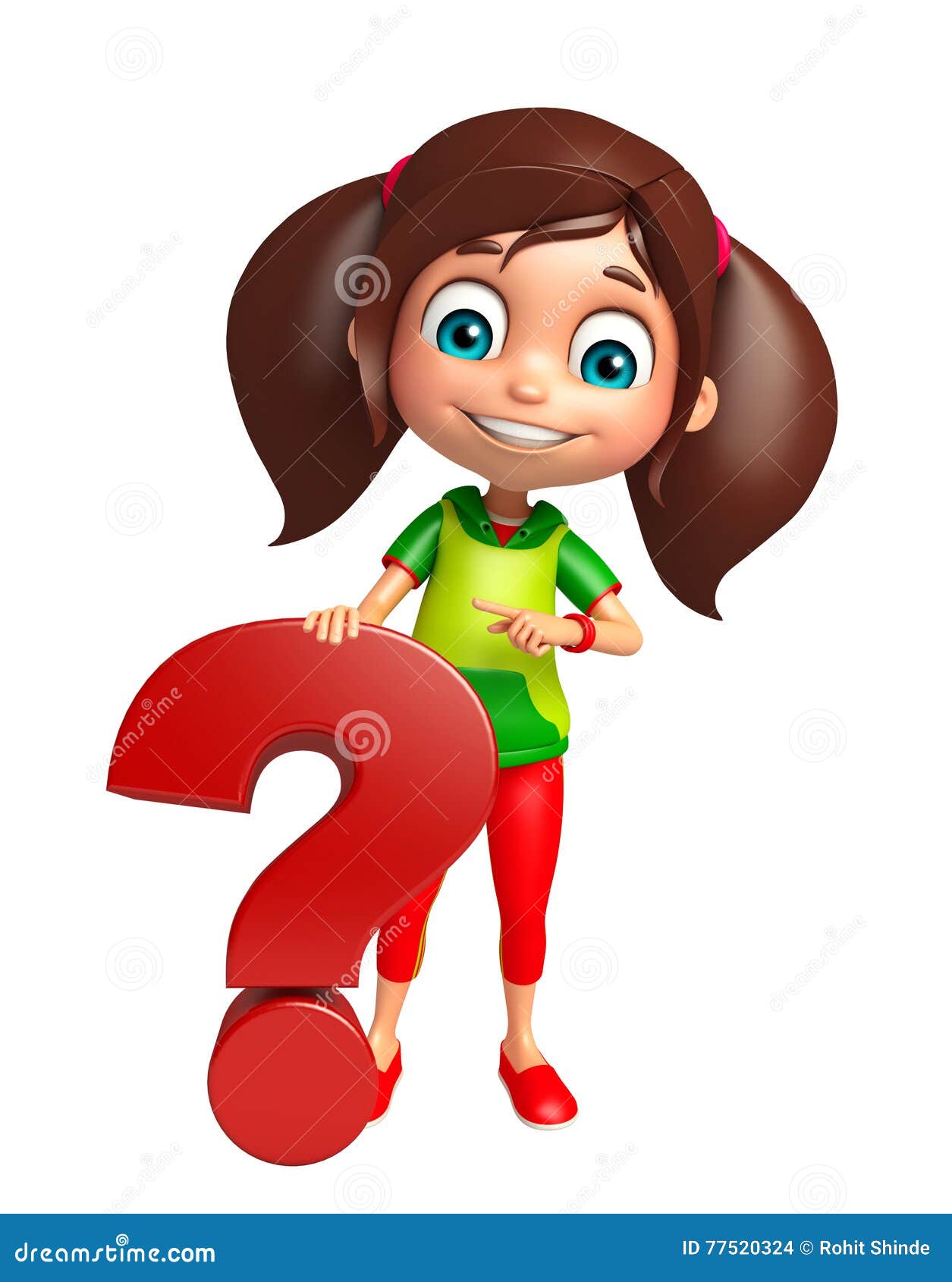 Kid Girl with Question Mark Sign Stock Illustration - Illustration of ...