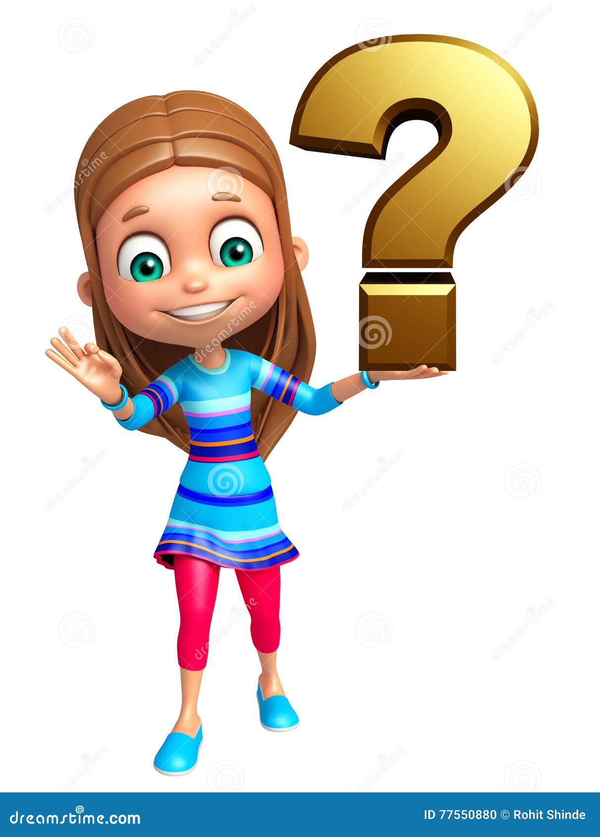 Kid Girl with Question Mark Sign Stock Illustration - Illustration of ...