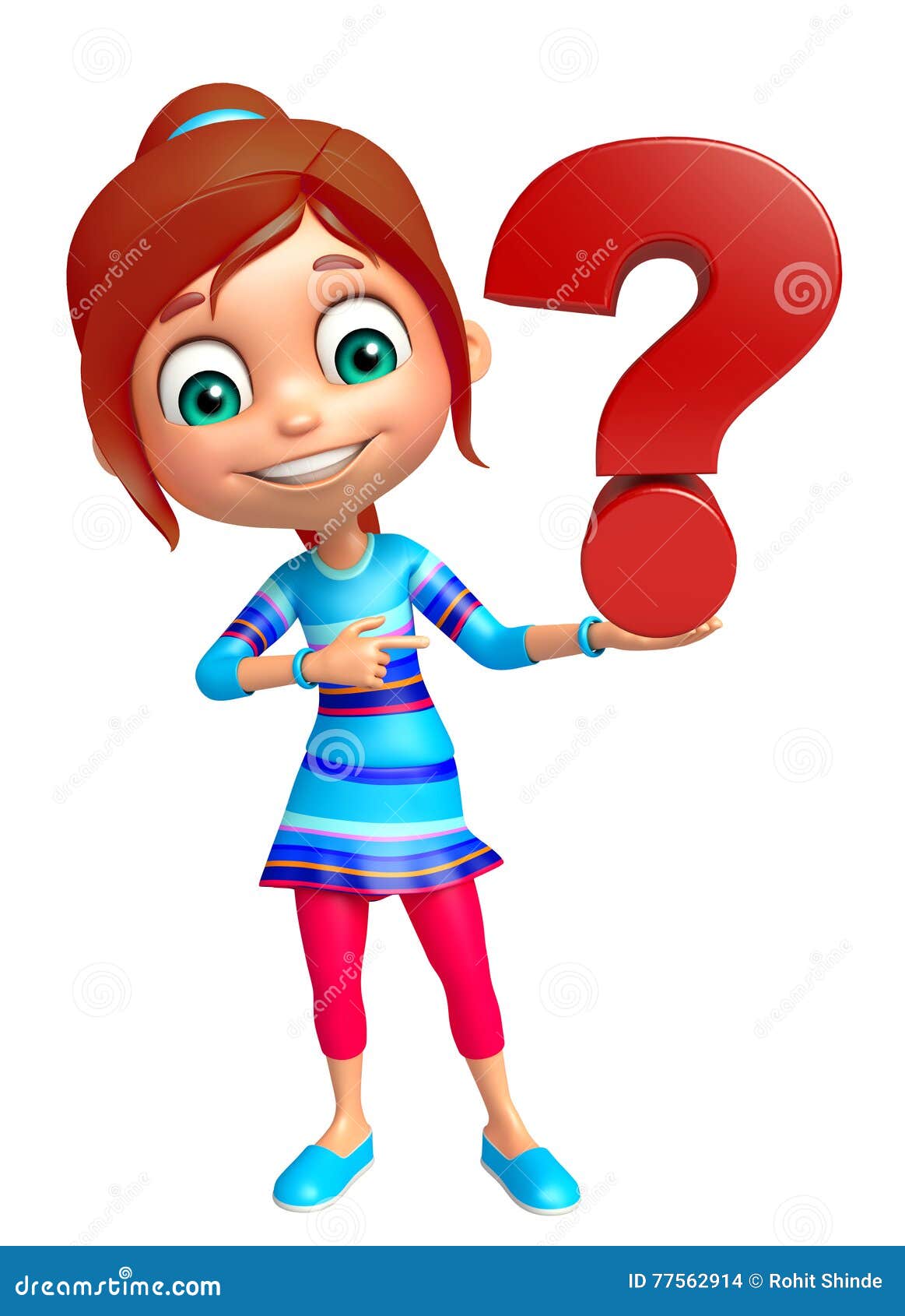 Kid Girl With Question Mark Sign Royalty-Free Cartoon | CartoonDealer ...