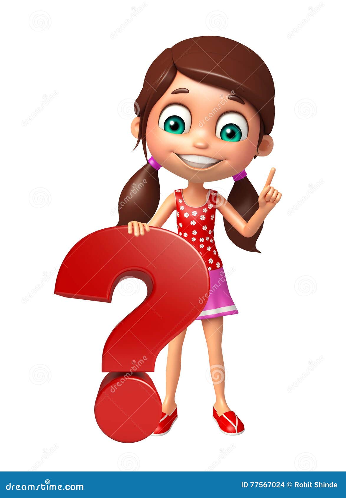 Kid Girl with Question Mark Sign Stock Illustration - Illustration of ...