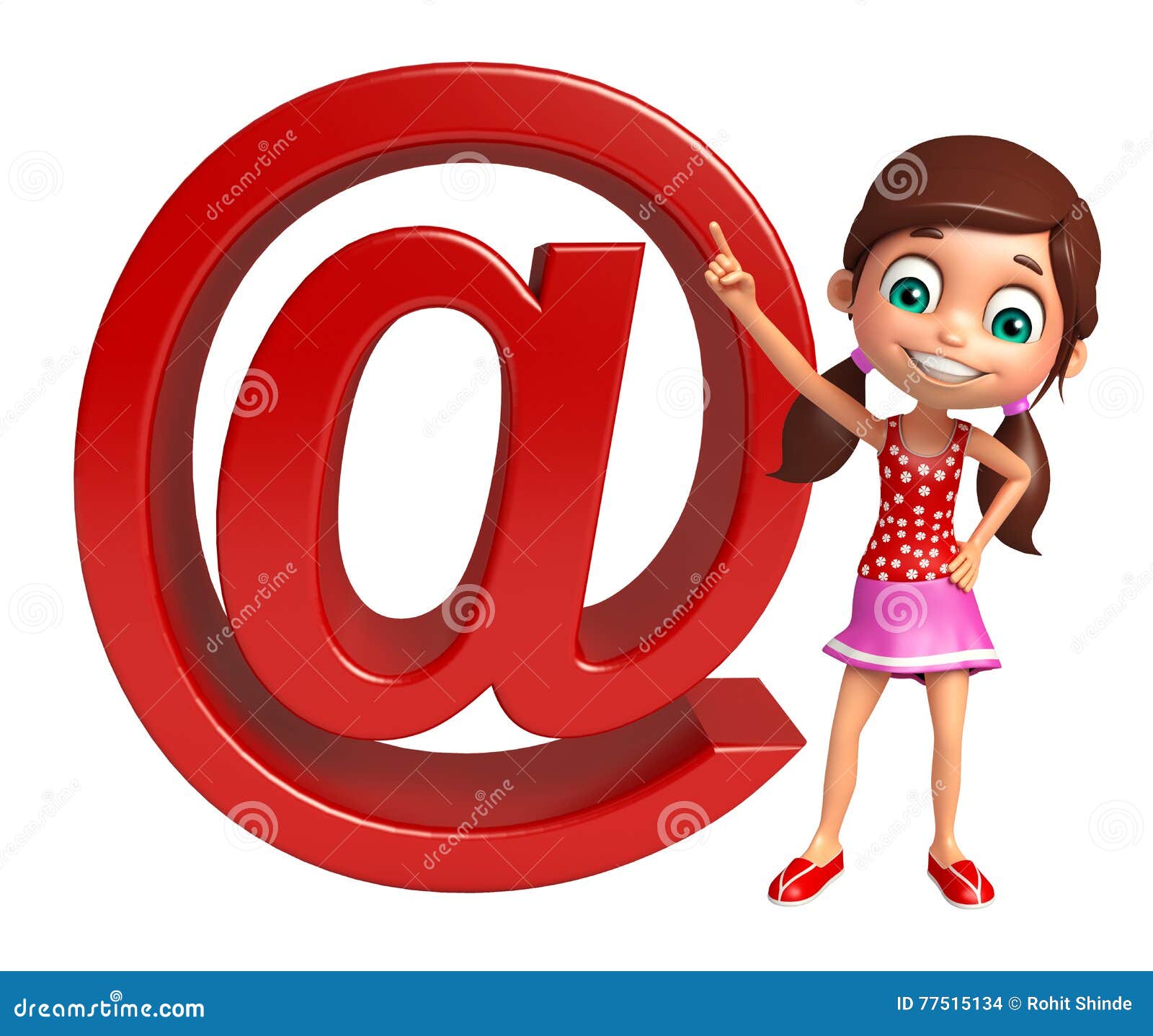 Kid Girl with at the Rate Sign Stock Illustration - Illustration of ...