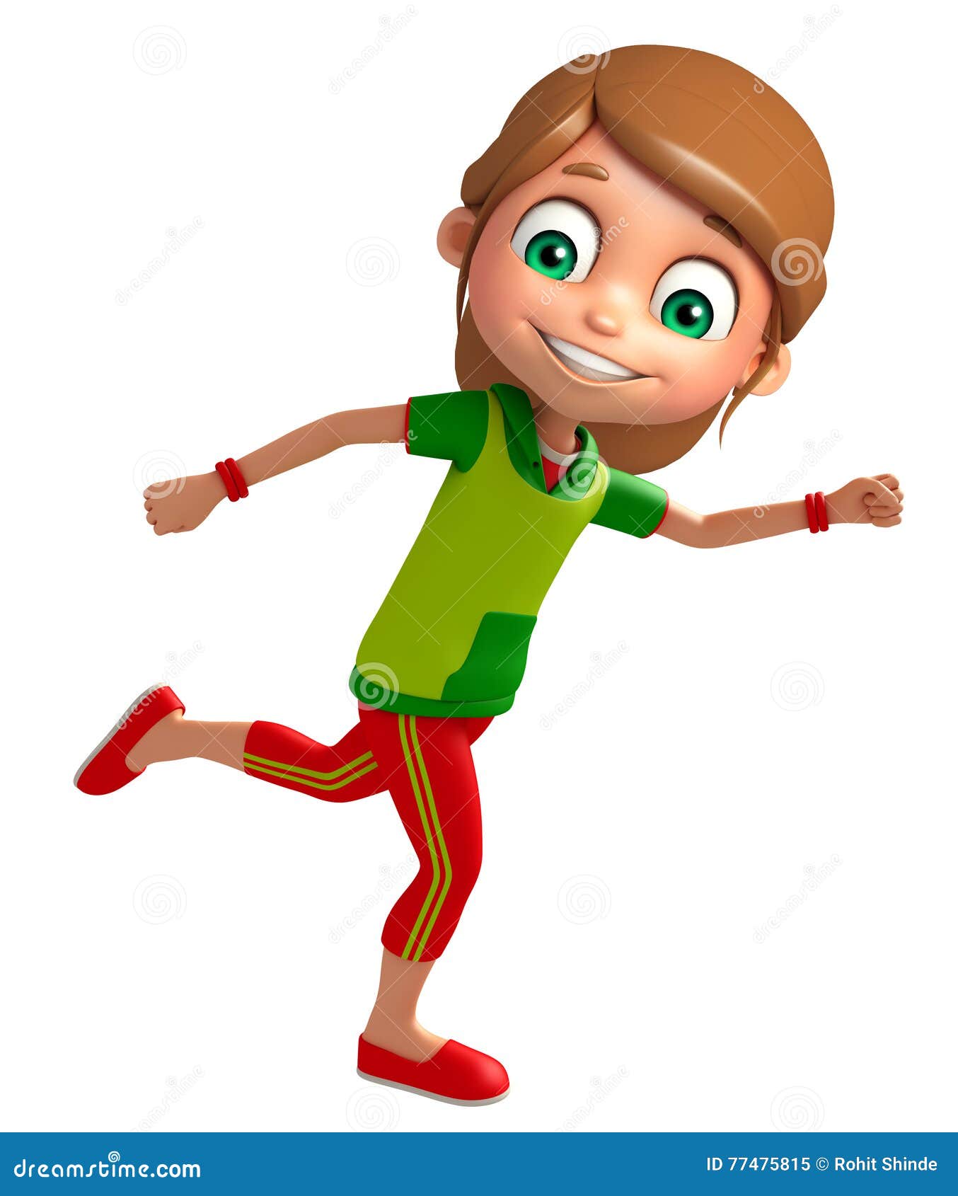 Kid girl with Running pose stock illustration. Illustration of ...