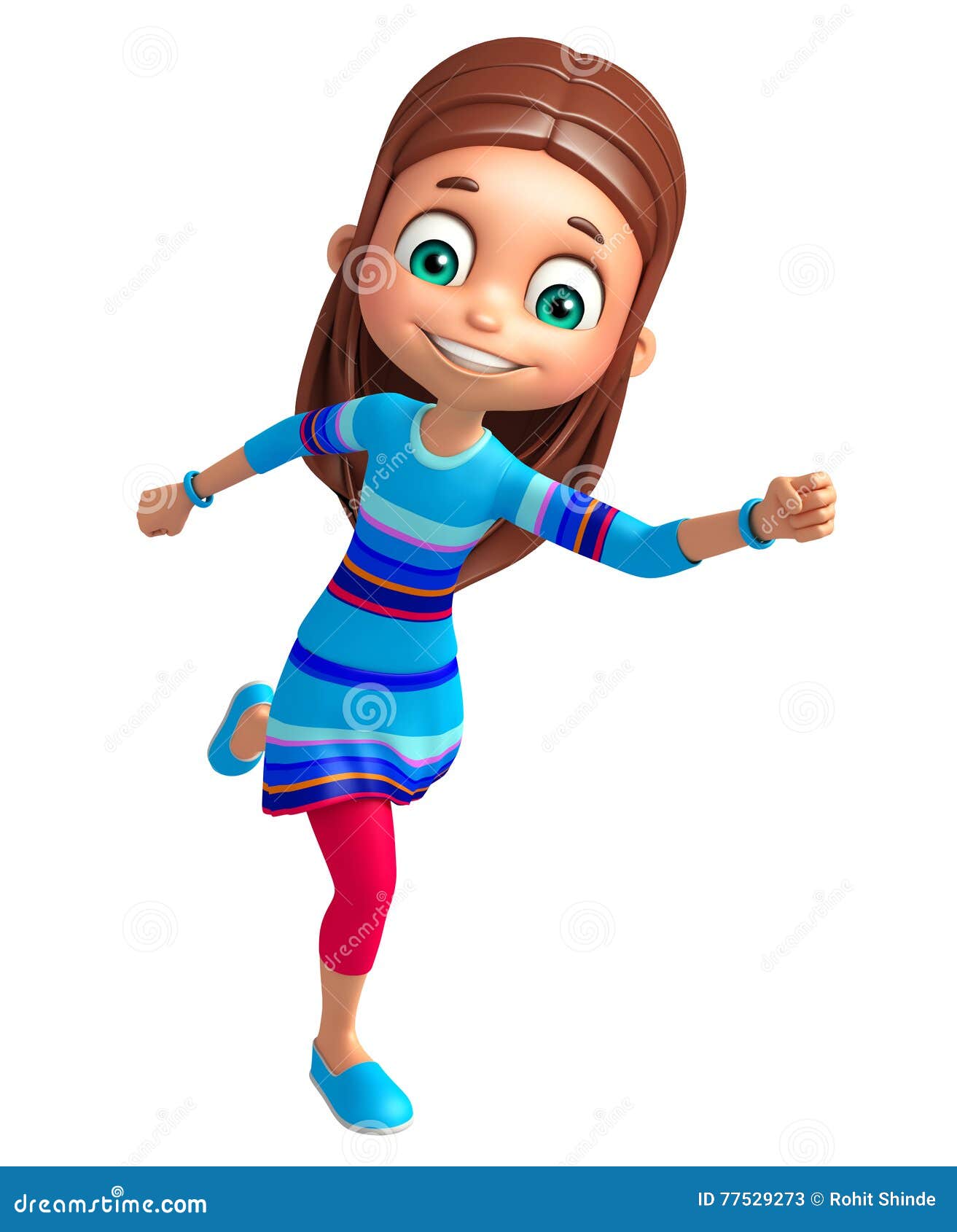 Kid girl with Running pose stock illustration. Illustration of cheerful ...