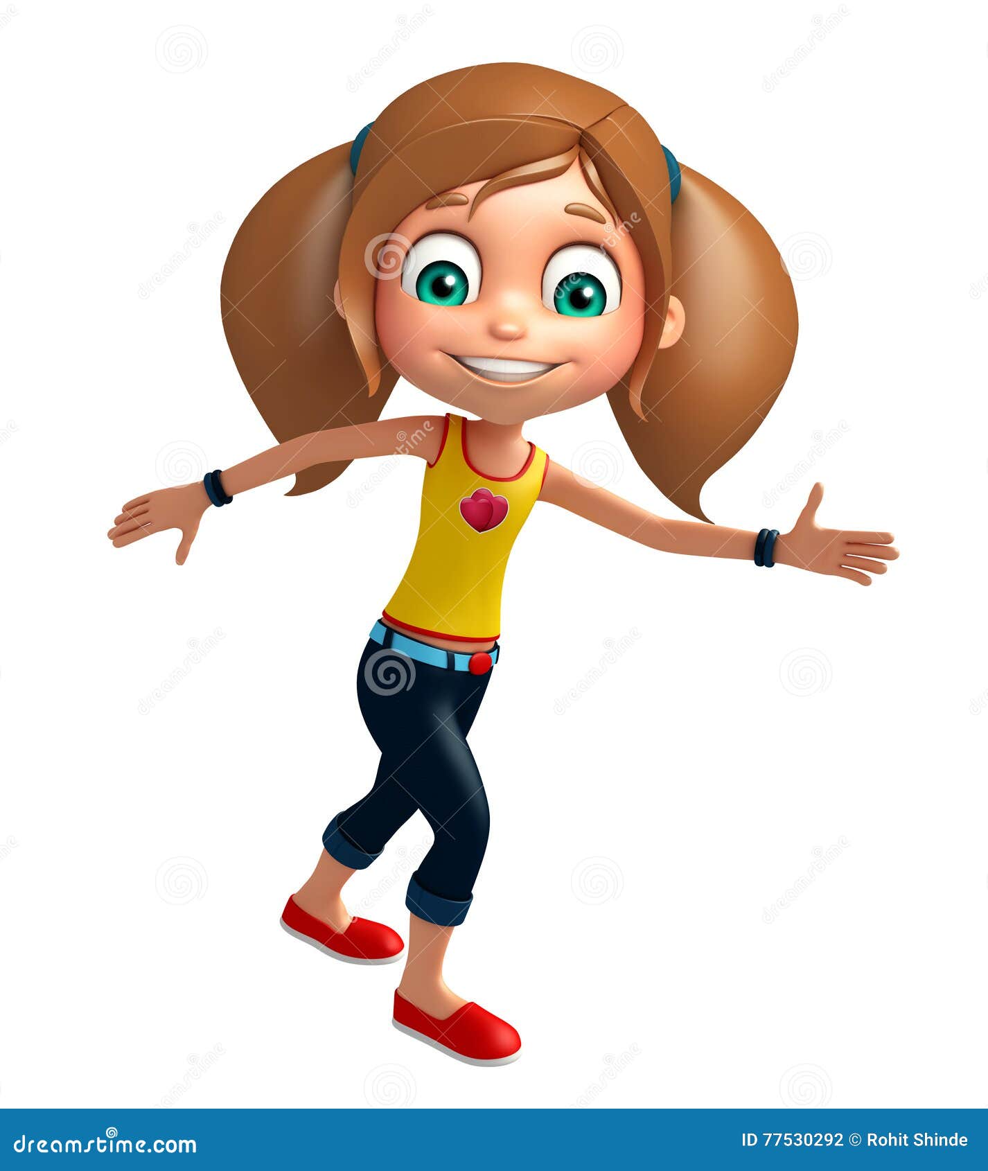 Kid girl with Running pose stock illustration. Illustration of ...