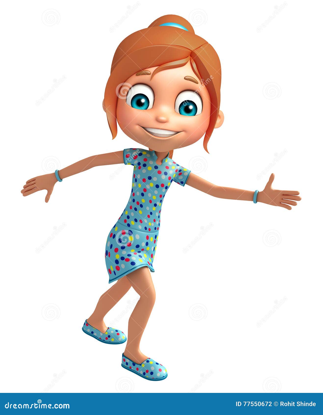 Kid girl with Running pose stock illustration. Illustration of playful ...